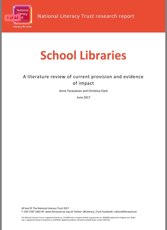Update 13/07/17 and school libraries | The Librain……retired